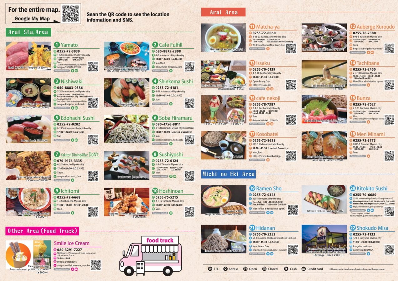 妙高グルメマップを制作しました。We have created a Myoko gourmet map. | 新井商工会議所